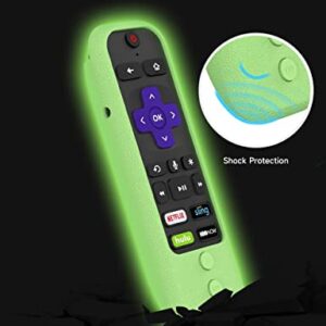 Silicone Remote Case for Roku Ultra 2017/2018(4661) Remote Control Protective Cover for Roku Ultra 4661R with Power Button Remote Anti-Slip Anti-Lost with Hand Strap (Glow in Dark Green)