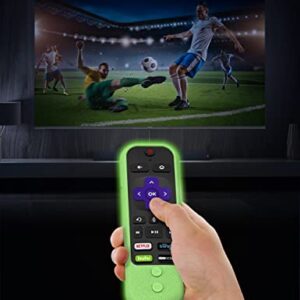 Silicone Remote Case for Roku Ultra 2017/2018(4661) Remote Control Protective Cover for Roku Ultra 4661R with Power Button Remote Anti-Slip Anti-Lost with Hand Strap (Glow in Dark Green)