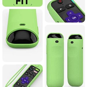 Silicone Remote Case for Roku Ultra 2017/2018(4661) Remote Control Protective Cover for Roku Ultra 4661R with Power Button Remote Anti-Slip Anti-Lost with Hand Strap (Glow in Dark Green)