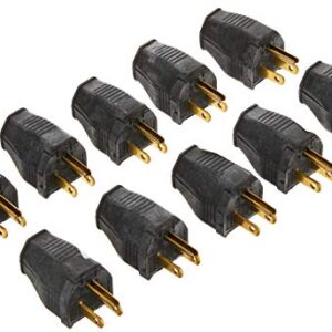 Leviton 3W101-E 2-Pole 3-Wire Grounding Plug, 10-Pack, Black