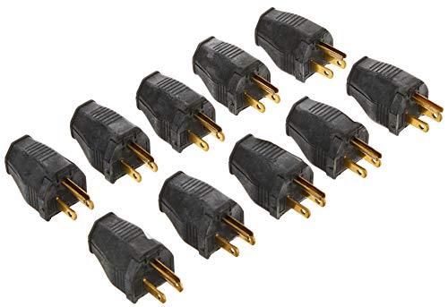 Leviton 3W101-E 2-Pole 3-Wire Grounding Plug, 10-Pack, Black