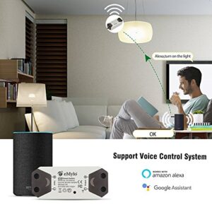 eMylo Smart Wireless Remote Control WiFi Switch Relay Module for Household Appliances Compatible with Alexa 4 Packs