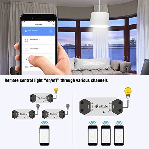 eMylo Smart Wireless Remote Control WiFi Switch Relay Module for Household Appliances Compatible with Alexa 4 Packs