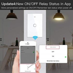 MOES ZigBee Smart Touch Wall Light Switch,Requires Tuya ZigBee Hub,No Neutral Wire/N+L Wiring,No Capacitor,Smart Life Tuya 2/3 Way Remote Control, Work with Alexa Google Home, 2MQTT,1 Gang White