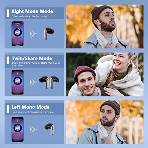 MAPAN True Wireless Earbuds Sports Heavy Bass Bluetooth Earphones, Noise Cancelling 32 Hrs TWS Headphones, Waterproof Hi-Fi Stereo in-Ear Earbud Sport Earbuds with Microphone for iPhones and Android