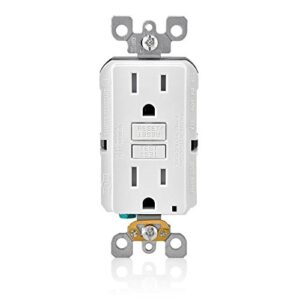 leviton gftr1-3w smartest self-test smartlockpro slim gfci tamper-resistant receptacle with led indicator (3 pack), white