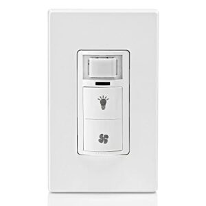 Leviton DHD05-1LW Dual Combination Humidity Sensor with Separate Light Switch, automate bathroom exhaust fan, air circulation, moisture control, ¼ HP, Single Pole/Single Pole, White