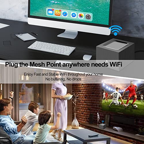 Whole Home Mesh WiFi System 1200Mbps Dual Band - Up to 3000 Sq.ft Coverage, Mesh Router for Wireless Internet, WiFi Router/Extender Replacement - 2 Pack