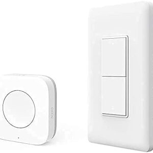 Aqara Smart Light Switch (No Neutral, Double Rocker) Plus Aqara Wireless Mini Switch, Requires AQARA HUB, Zigbee Connection, Remote Control and Set Timer for Home Automation