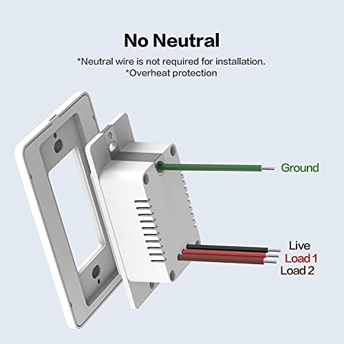 Aqara Smart Light Switch (No Neutral, Double Rocker) Plus Aqara Wireless Mini Switch, Requires AQARA HUB, Zigbee Connection, Remote Control and Set Timer for Home Automation