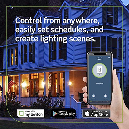 Leviton D26HD-1BW-2 Pack D26HD-1BW Decora Smart Wi-Fi, No Hub Required (2nd Gen) 600W Dimmer Switch 2-Pack, White