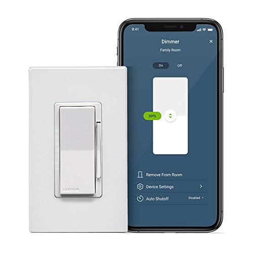 Leviton D26HD-1BW-2 Pack D26HD-1BW Decora Smart Wi-Fi, No Hub Required (2nd Gen) 600W Dimmer Switch 2-Pack, White