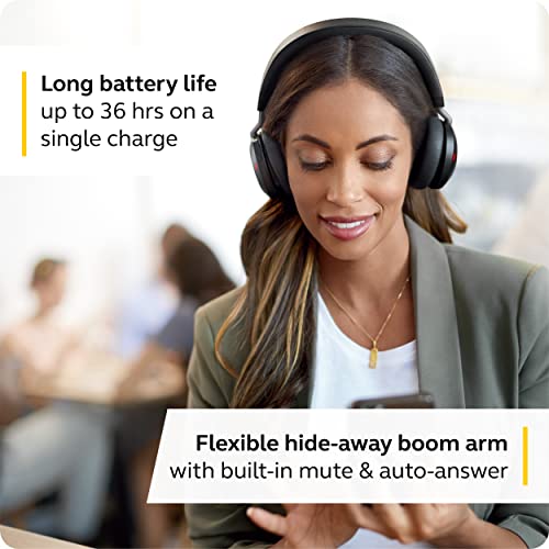 Jabra Evolve2 75 PC Wireless Headset with Advanced Active Noise Cancelling, USB-C Bluetooth Adapter and MS Teams-Compatibility - Black (Renewed)