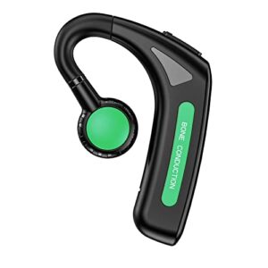 open ear earbud bluetooth single bone conduction wireless headphones with earhooks microphone earphones waterproof earpiece for workout sports running android iphone non ear plug green