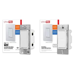 ultrapro z-wave in-wall rocker smart dimmer + ultrapro z-wave in-wall rocker add-on switch