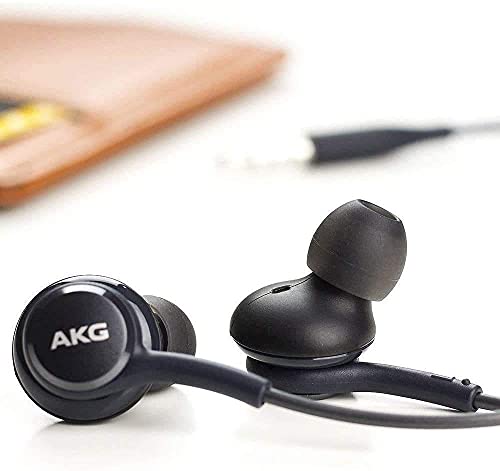 SGNics 2021 Stereo Headphones for Samsung Galaxy A21 Braided Cable - Designed by AKG - with Microphone (Black) USB-C Connector