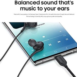 SGNics 2021 Stereo Headphones for Samsung Galaxy A21 Braided Cable - Designed by AKG - with Microphone (Black) USB-C Connector