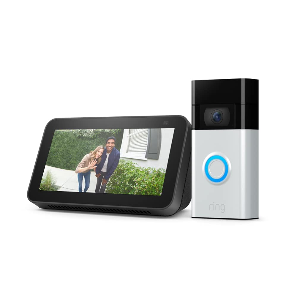 Ring Video Doorbell (Satin Nickel) bundle with Echo Show 5 (2nd Gen)