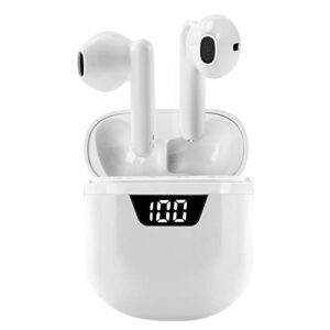 wireless earbuds bluetooth 5.0 headphones,3d stereo air buds ear bud built-in mic deep bass touch control sport earphones open lid auto pairing for apple iphone/android/samsung (white)