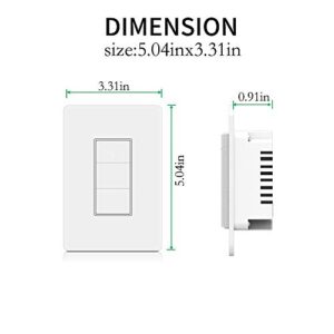 SANA Smart Light Switch,WiFi Wall Light Switch, Easy Installation and APP Control, Compatible with Alexa and Google Home, No Hub Required (3 Switches in 1 Gang)