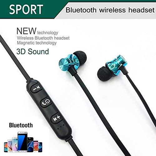 Bluetooth Headphones - Best Sports Earbuds - Headphones Wireless Bluetooth - Xt11 Earphone Wireless Magnetic in-Ear Universal Bluetooth Earphone for Sports Blue