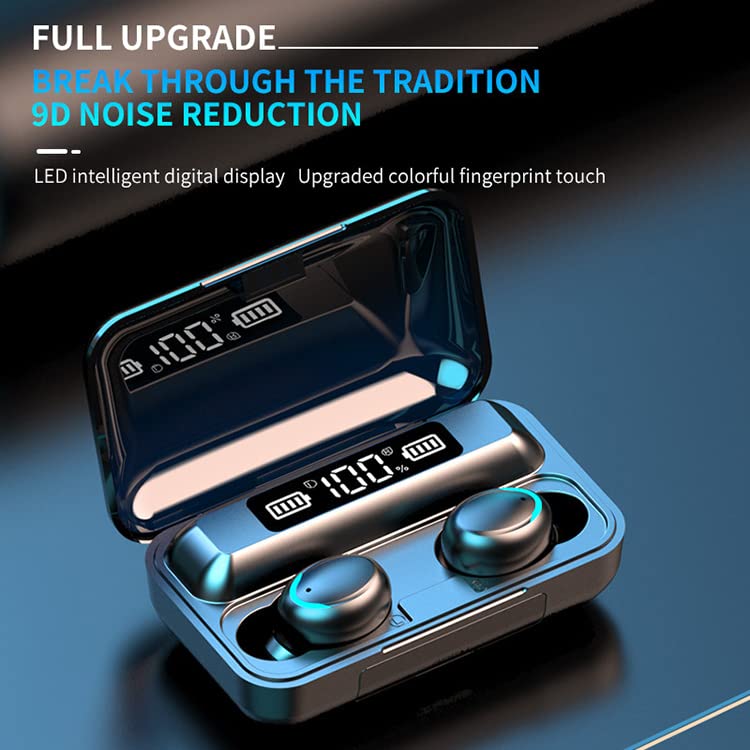 True Wireless Bluetooth Headphones Earbuds Game Headsets with Wireless Charging Case Waterproof Clear Noise Reduction Stereo Earphones in-Ear Touch Control Long Endurance headsets F9