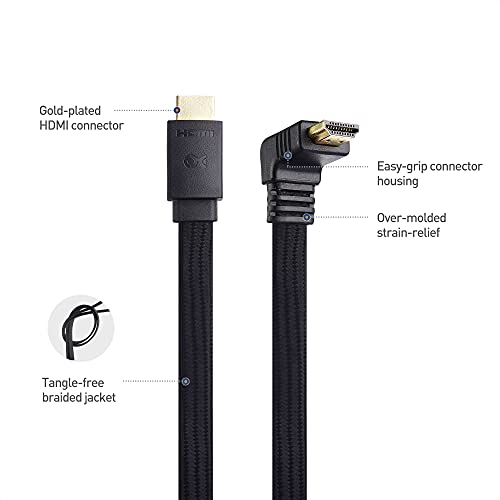 Cable Matters 90-Degree Flat 48Gbps Ultra HD 8K HDMI Cable 10 ft with 8K @60Hz, 4K @120Hz and HDR Support for PS5, Xbox Series X/S, RTX3080 / 3090, RX 6800/6900, Apple TV, and More - 10 Feet