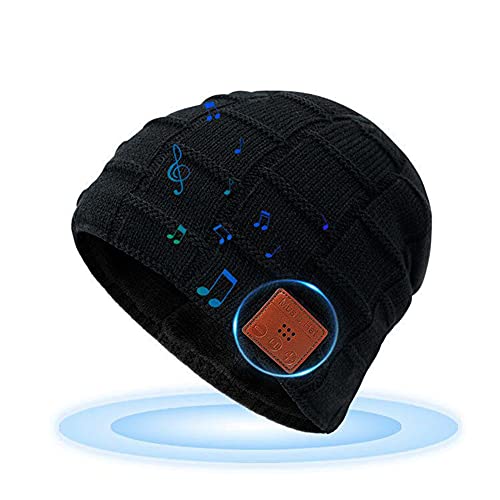 Bluetooth Beanie Hat, Music Hat with Bluetooth Headphones Supports Hands-Free HD Music &Calling Black