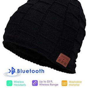 Bluetooth Beanie Hat, Music Hat with Bluetooth Headphones Supports Hands-Free HD Music &Calling Black