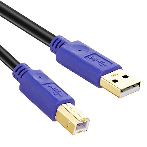 Printer Cable 20Ft, TanGuYu 20Feet Hi-Speed USB 2.0 Type A Male to Type B Male Printer Scanner Cable for HP, Canon, Lexmark, Epson, Dell, Xerox, Samsung etc