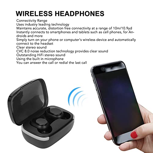 ASHATA Wireless Earbuds, Bluetooth Headphones with Microphone, IPX7 Waterproof HiFi Deep Bass High Fidelity Stereo Earphones with Lightning Charging Case for Sports Work