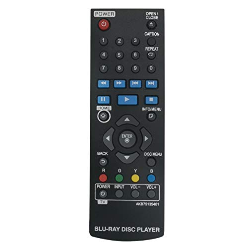 AKB75135401 Replacement Remote Control Applicable for LG UBK80 UP870 UP875 BPM35 BP175 Ultra HD Blu-ray Disc Player