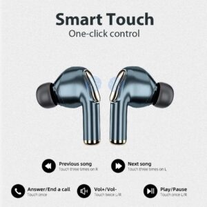 Bluetooth Headphones True Wireless Earbuds 50H Playback LED Power Display Earphones with USB Charging Case IPX5 Waterproof in-Ear Earbuds with Mic for TV Smart Phone Computer Laptop Sports(Blue)