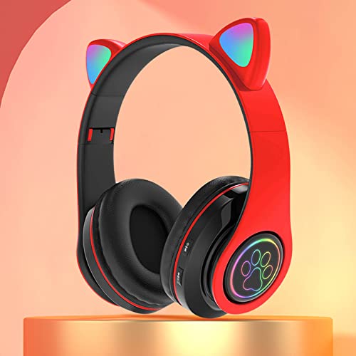 Head-Mounted Folding Wireles Bluetooth Headset - Foldable LED Flashing Light Soft Earmuffs Over Ear Hi-Fi Stereo Wireless Stereo Headphones Gift for Sports Gaming Office Outdoor