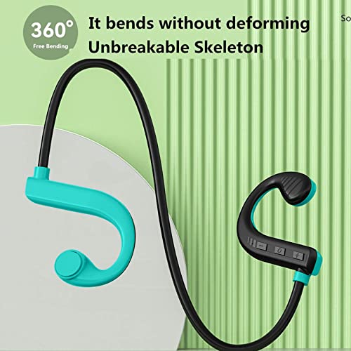 Kimanli Bone-Conduction Headphones, Upgrade Wireless Bluetooth 5.2 Open-Ear Sport Headset Sweat Resistant Stereo Earbuds Earphone, for Sports, Running, Support SD Card