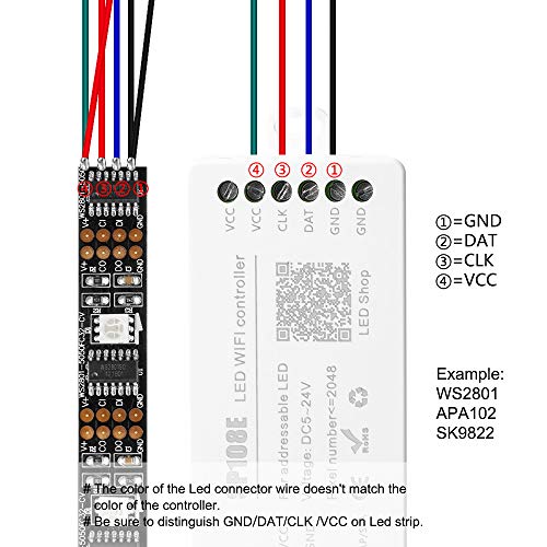 BTF-LIGHTING WS2812B WiFi SP108E Controller Support WS2811 WS2815 WS2801 SK6812 WS2813 SK9822 APA102C etc Almost All LED Strip Module Light iOS/Android App Control AP Mode/STA Mode