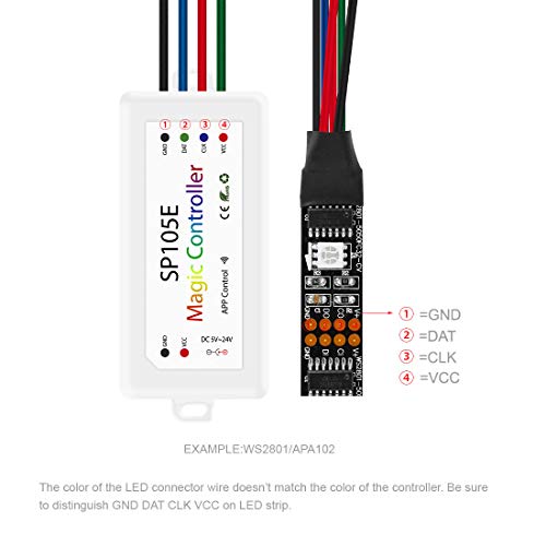 BTF-LIGHTING Wireless Bluetooth Controller SP105E iOS/Android APP for WS2811 WS2812B WS2815 WS2813 WS2801 SK6812 WS2815 SK9822 APA102 etc LED Strip Pixel Fairy String Module Panel Light