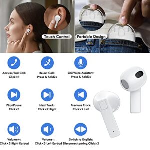 TITACUTE Wireless Earbud Bluetooth Headphone Clear in-Ear Earphone for iPhone 14 13 Pro Max 12 11 XR 8 Galaxy Z Flip Fold 4 3 Samsung S23 S22 S21 S20 A53 A14 Pixel 6 7 6a Noise Canceling USB C Headset