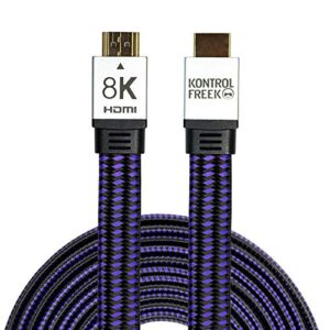 kontrolfreek 12ft (3.6m) hdmi 8k ultra gaming cable supports ethernet, 3d, audio return channel (arc), high dynamic range video and 8k ultra hd @ 60 fps- black and purple