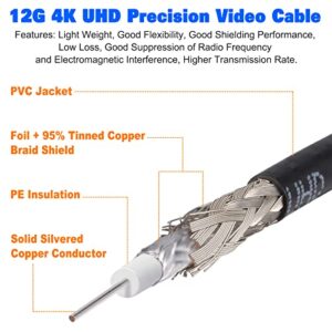 Superbat 3G/6G/12G SDI Cable 4K BNC Cable (Belden 4855R)，1ft/2ft/3ft, Supports 4K/8K/3G-SDI/HD-SDI Camera, SDI Video Cable Precision Video Cable