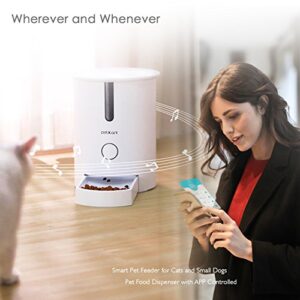 Automatic Pet Feeder for Cats and Puppies, Smart Food Dispenser Up to 6 Meals a Day Scientific Feeding Keep Pets Weight Health Controlled by IPhone Android or Other Smart Devices Anywhere