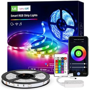 le smart led strip lights, music sync color changing led tape light, 16 million colors led lights for bedroom, home, kitchen, tv, party and festivals