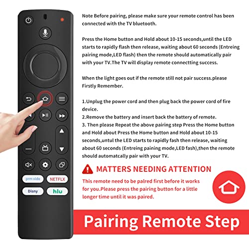 NS-RCFNA-21 Voice Replacement Remote Control for Insignia and Toshiba Fire Smart TVs with 4 Shortcut Buttons (PrimeVideo Netflix Disney+ Hulu)