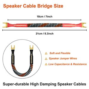 UCINNOVATE 4 x HiFi OFC Speaker Jumper Cable with Spade, 21cm Speaker Cable Bridge Bi-Wire Speaker Jumper Plates, 11AWG Cable Bridge to Speaker Cable Terminals with 8 Gold Plated Spade