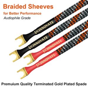 UCINNOVATE 4 x HiFi OFC Speaker Jumper Cable with Spade, 21cm Speaker Cable Bridge Bi-Wire Speaker Jumper Plates, 11AWG Cable Bridge to Speaker Cable Terminals with 8 Gold Plated Spade