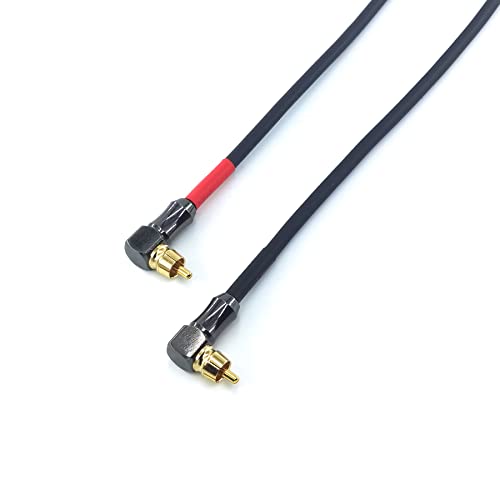 WJSTN-061 90 Degree Right Angle RCA Cable Male to Male Subwoofer Cable Digital Coaxial Audio Cable for Home Theater, Sound Bar, TV,and More， 2Pack (1FT)