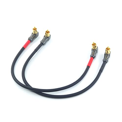 WJSTN-061 90 Degree Right Angle RCA Cable Male to Male Subwoofer Cable Digital Coaxial Audio Cable for Home Theater, Sound Bar, TV,and More， 2Pack (1FT)