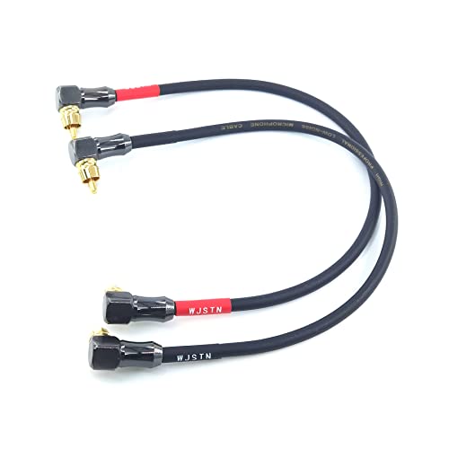 WJSTN-061 90 Degree Right Angle RCA Cable Male to Male Subwoofer Cable Digital Coaxial Audio Cable for Home Theater, Sound Bar, TV,and More， 2Pack (1FT)