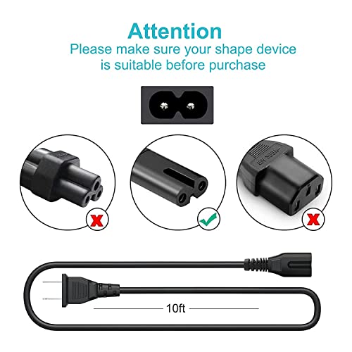 10Ft AC Power Supply Cord Plug Compatible with Cooluli Mini Fridge,Philips Respironics,Canon Printers. Marshall Stanmore Kilburn II Woburn Acton 2 Uxbridge Speaker Replacement Charger Charging Cable