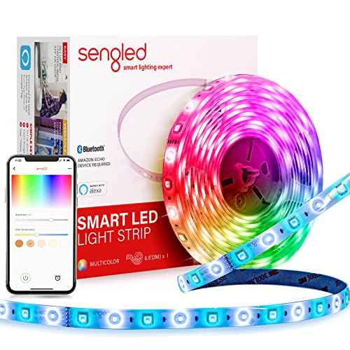 Sengled Smart Bluetooth Mesh LED Multicolor Light Strip, 2M (6.6ft), Works with Amazon Echo and Alexa, High Brightness with 16 Million Colors, RGBW, 450 Lumens/Meter, 3 Years Warranty (B1G-G8E)